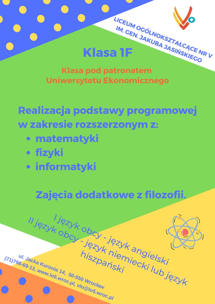 Profile klas – V Liceum Ogólnokształcące we Wrocławiu